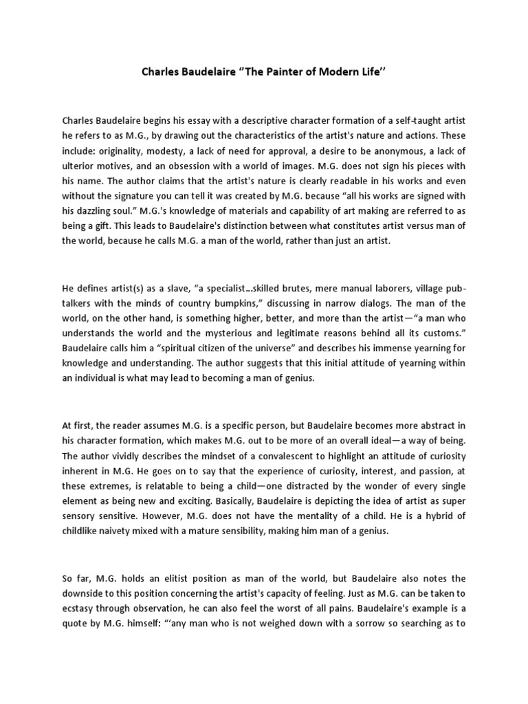 Charles Baudelaire '' The Painter of Modern Life'' | PDF | Charles ...
