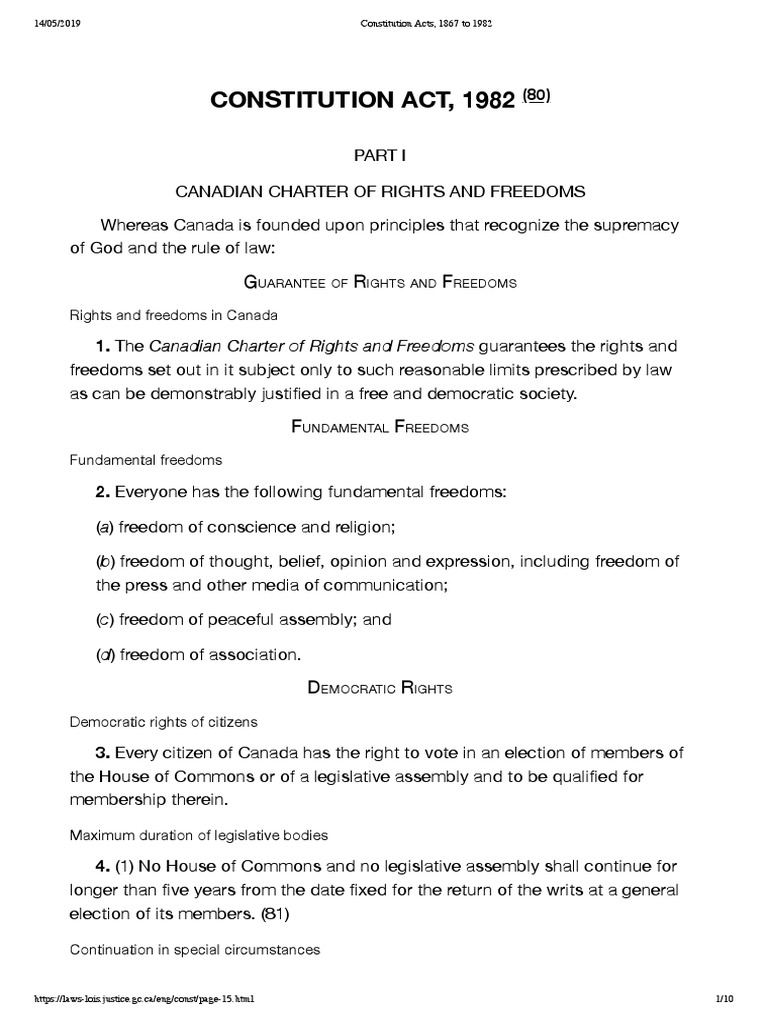 Canadian Charter of Rights and Freedoms | PDF | Remand (Detention ...
