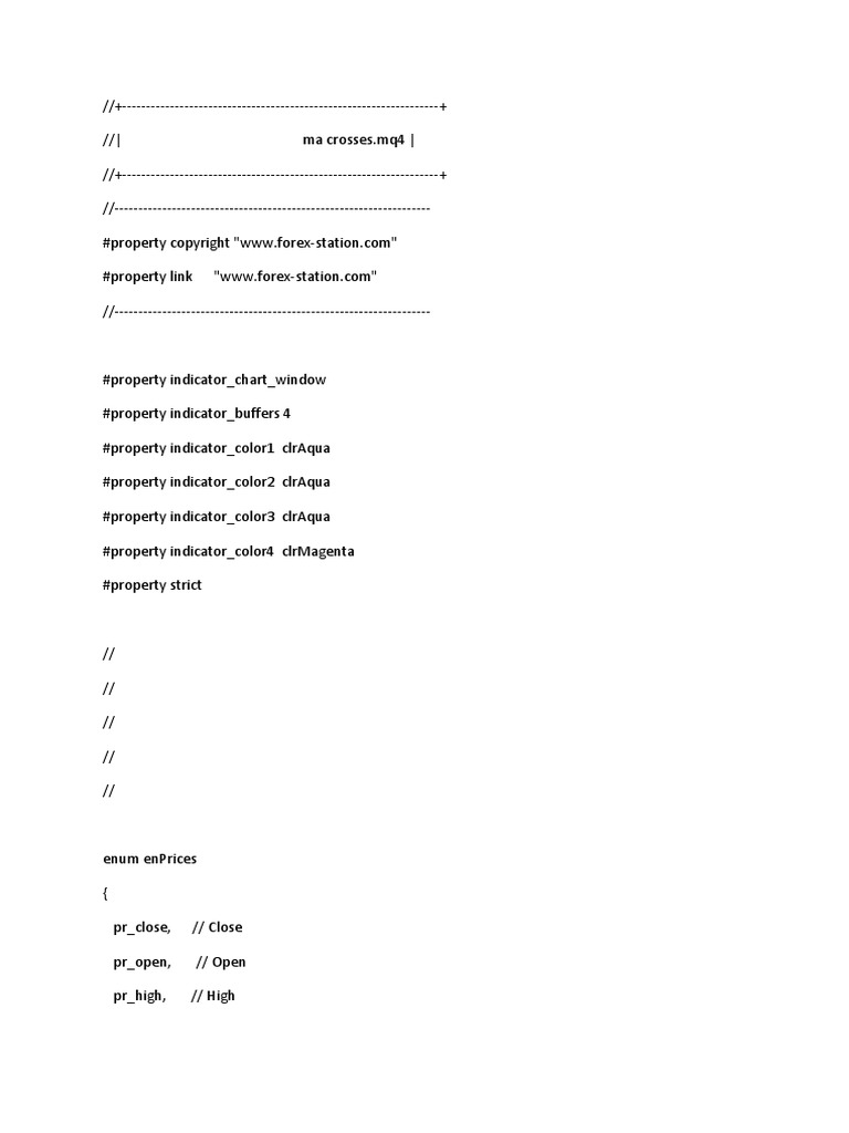 Source Code Mql4 2 MA - Crosses (Arrows or Lines MTF + Alerts) | PDF ...