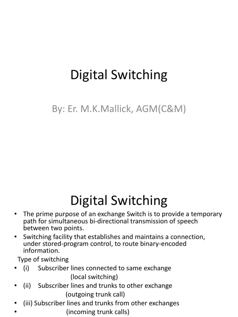 Digital Switching | PDF | Telephone Exchange | Computer Network