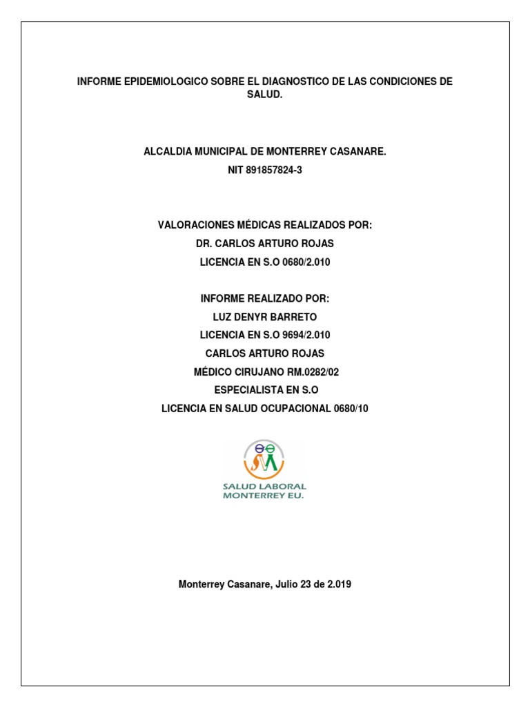Informe Condiciones de Salud | PDF | Obesidad | Factores humanos y ...