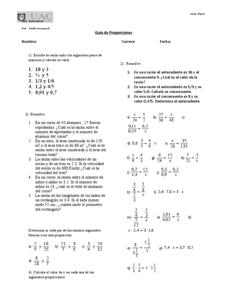 Guia De Proporciones Pdf Naturaleza