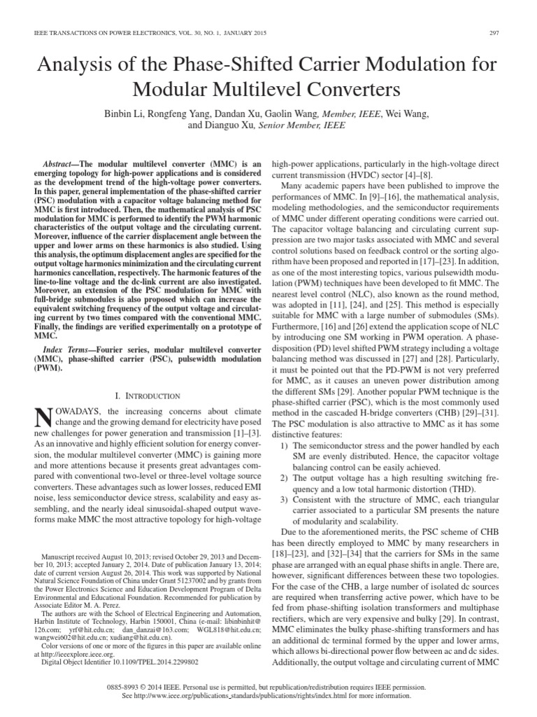 Analysis of The Phase Shifted Carrier Modulation For Modular Multilevel ...
