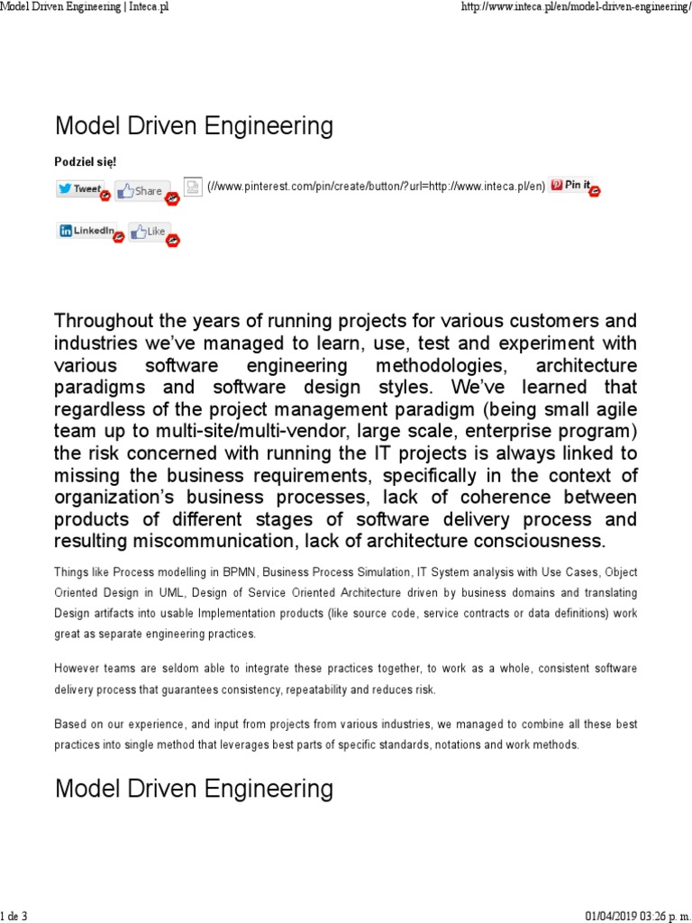 Model Driven Engineering | PDF | Business Process | Software ...