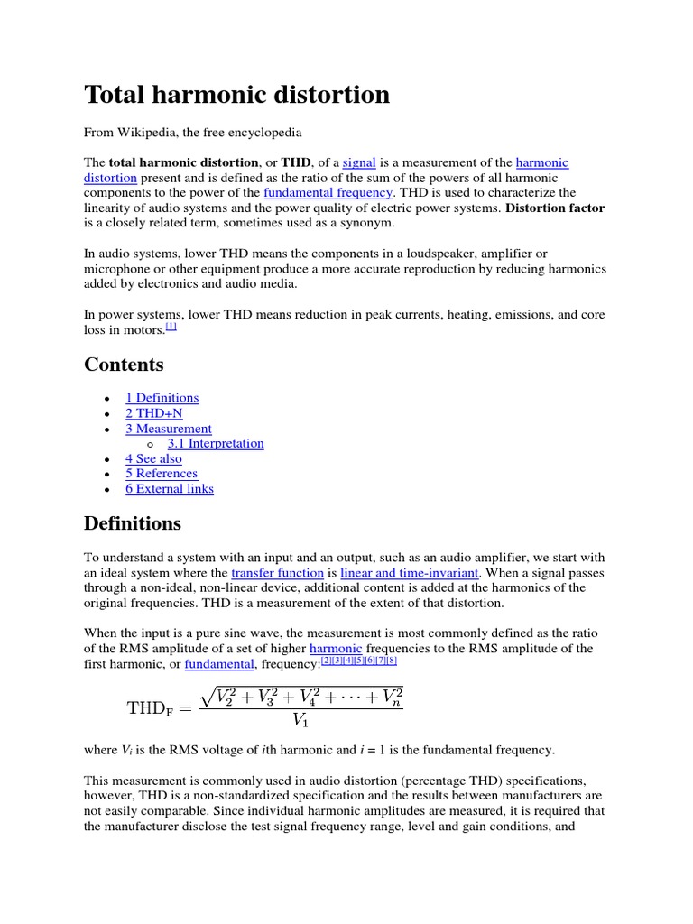 Total Harmonic Distortions | PDF | Distortion | Electronics