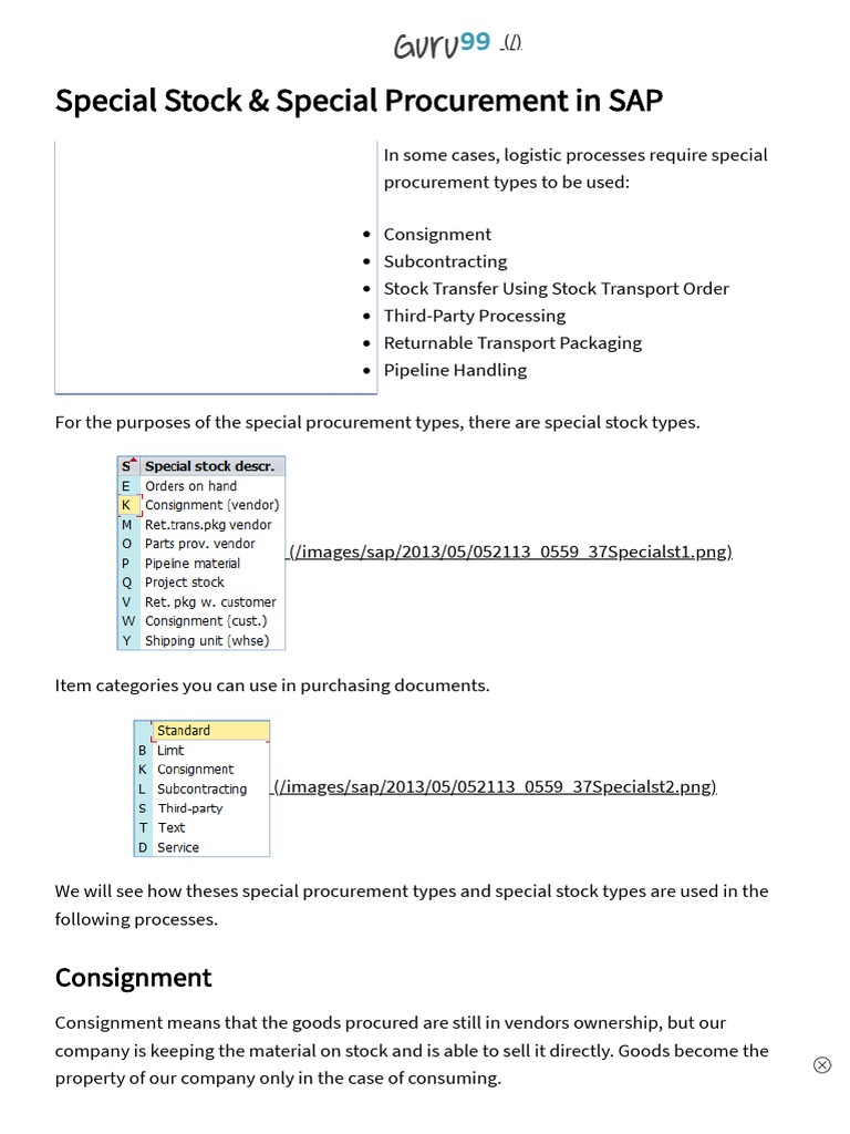 Special Stock & Special Procurement in SAP PDF | PDF | Procurement ...