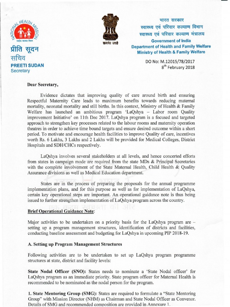 LaQshya Program Implementation Guidelines | PDF | Welfare | Health Care
