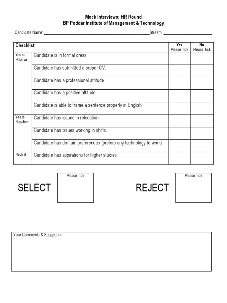 Mock Interviews - HR Round | PDF