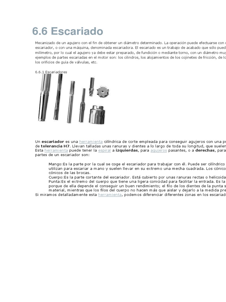 Partes y uso del escariador cónico | PDF | Hogar, jardinería y bricolaje