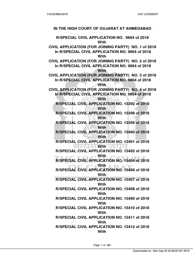 Gujarat HIgh Court - Bullet Train Judgment - September 19, 2019 | PDF ...