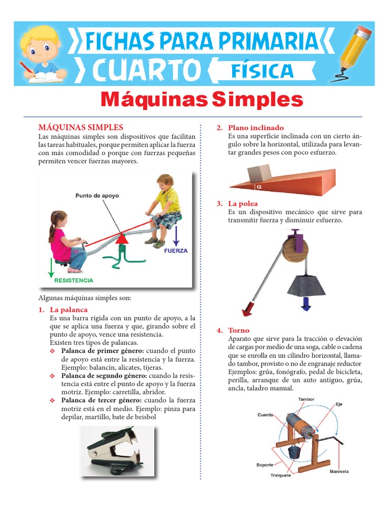 Hojas De Trabajo De Máquinas Simples Para Primer Grado