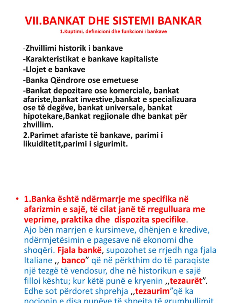 Bankat Dhe Sistemi Bankar | PDF