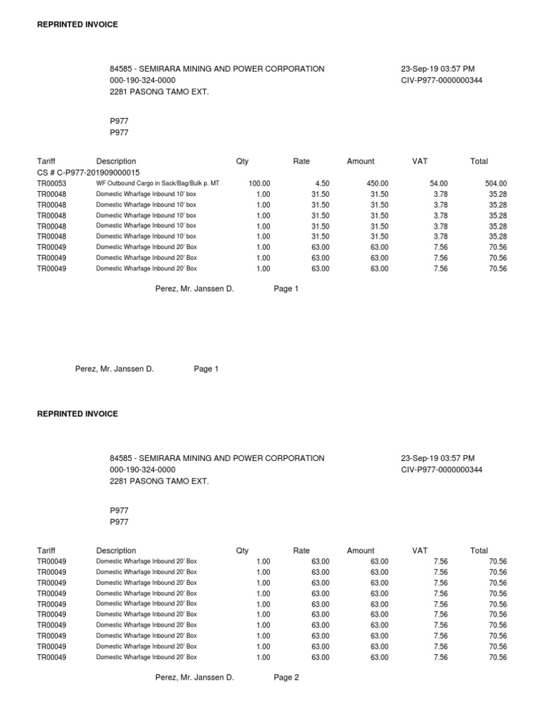 Reprinted Invoice | PDF | Freight Transport | Commercial Policy