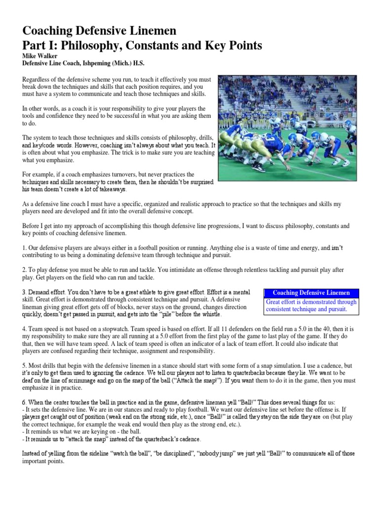 Coaching Philosophy for Defensive Linemen | PDF | Quarterback ...