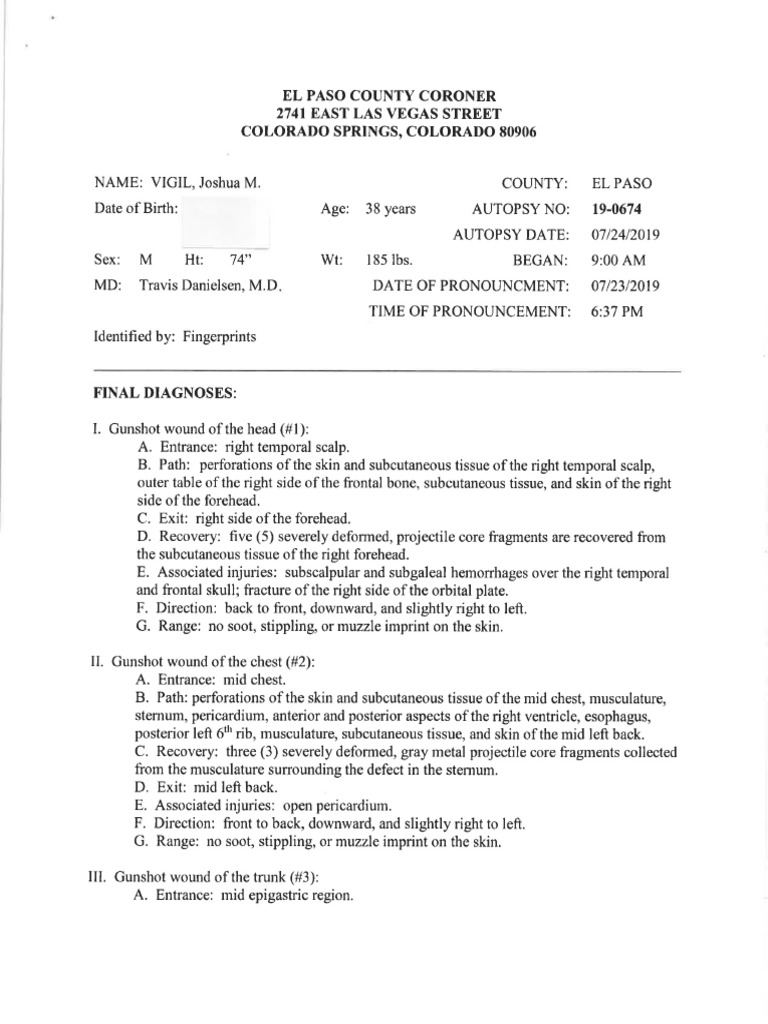Joshua Vigil Autopsy Report | PDF