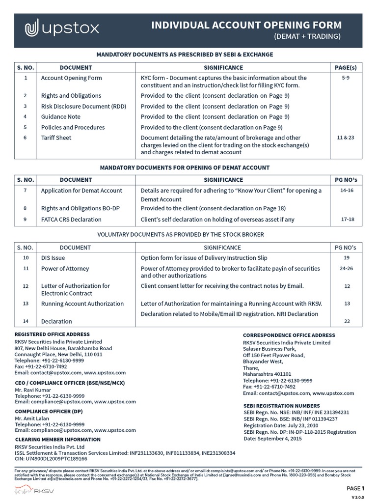 Individual Demat and Trading Account Opening Form | PDF | Identity ...
