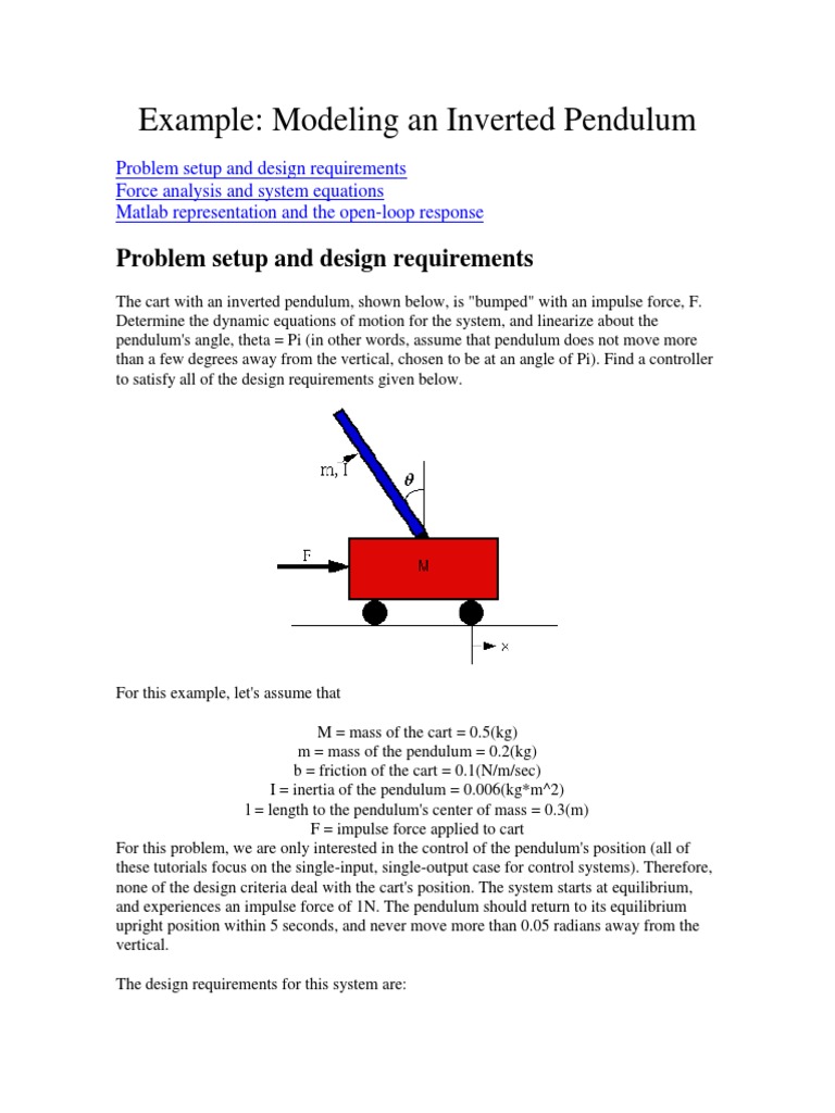 Analisis Del Pendulo Invertido | PDF | Control Theory | Force
