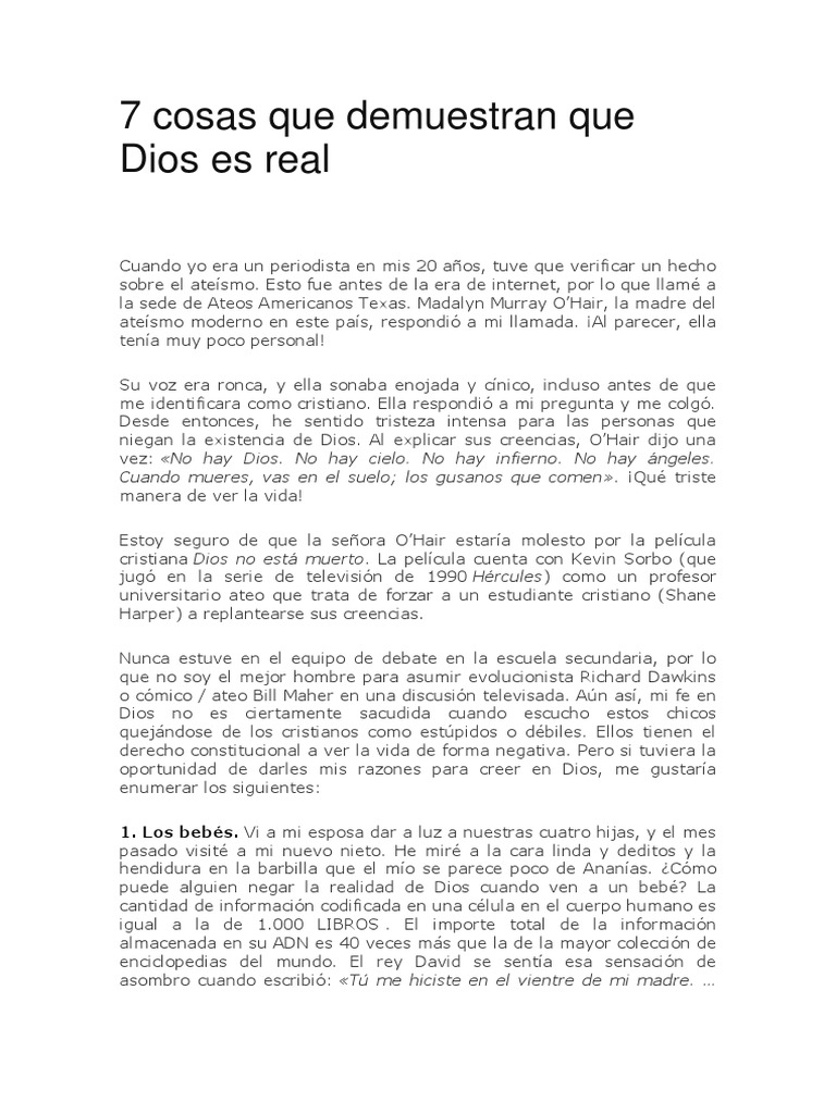 7 Cosas Que Demuestran Que Dios Es Real | PDF | Ateísmo | La ...