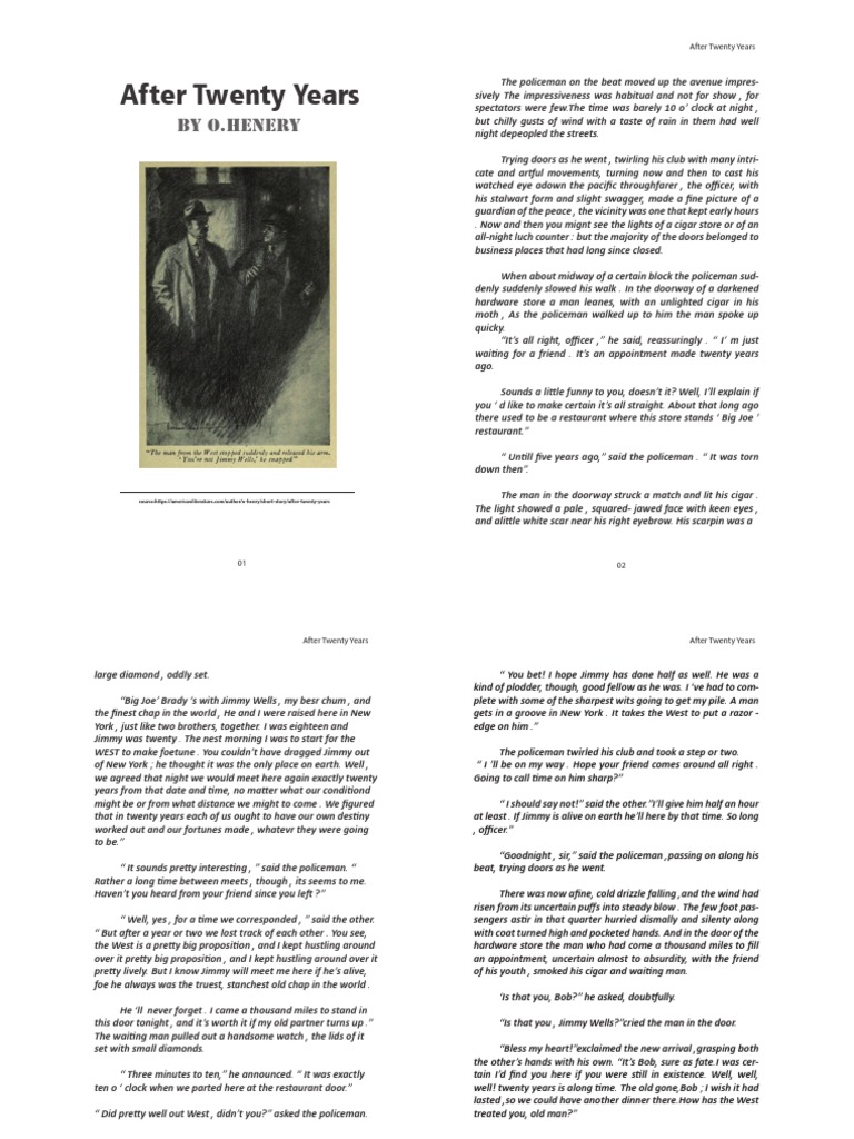 After Twenty Years: by O.henery | PDF