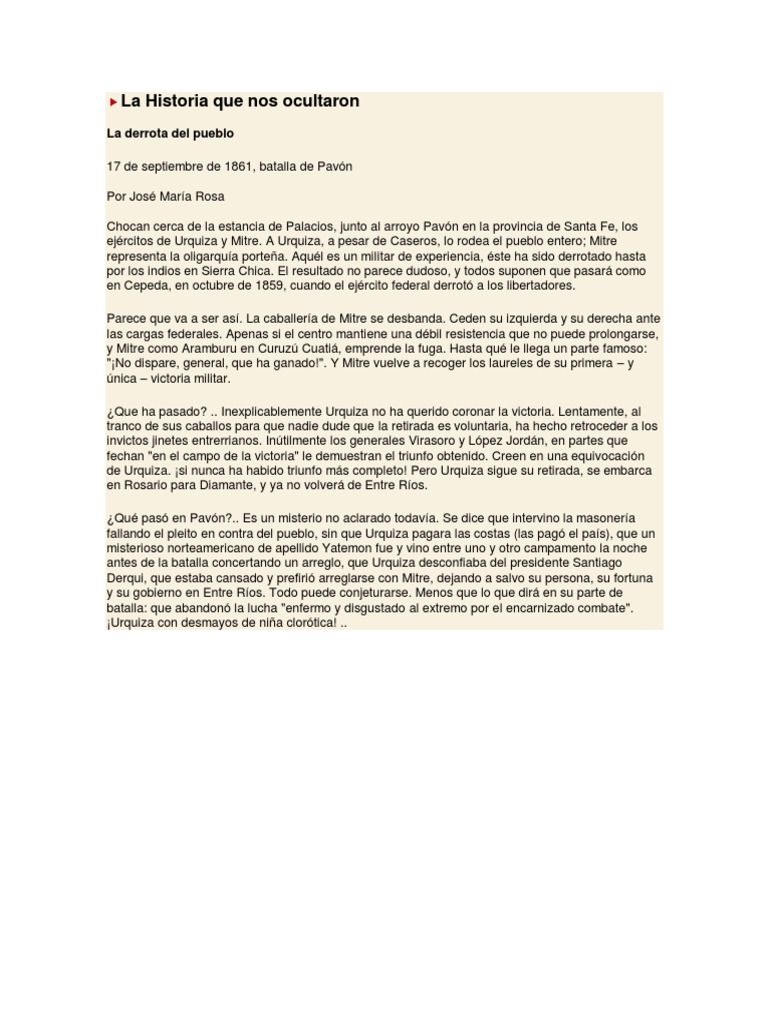 La Historia Que Nos Ocultaron - JOSE MARIA ROSA | PDF | Argentina ...