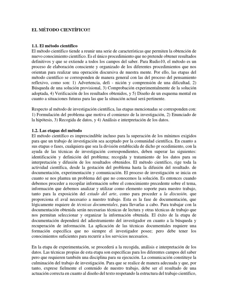 El Método Científico - Lectura | PDF | Método científico | Science