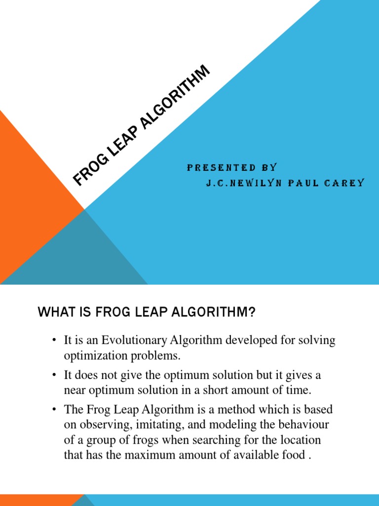 Frog Leap Algorithm for Optimization | PDF | Mathematical Optimization | Algorithms