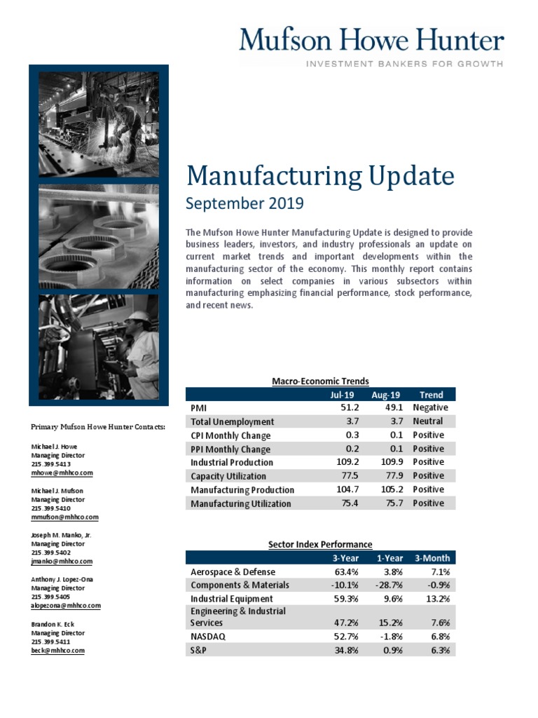 Manufacturing Update: September 2019 | PDF | Consumer Price Index ...