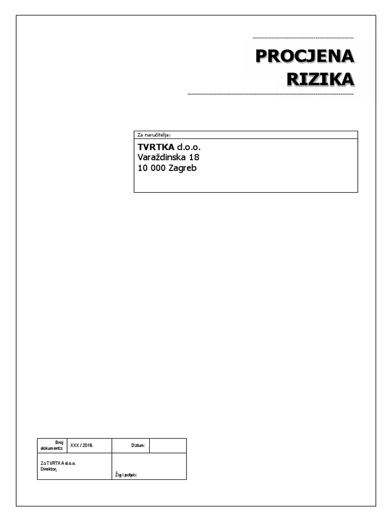 Procjena Rizika Ugostiteljstvo | PDF
