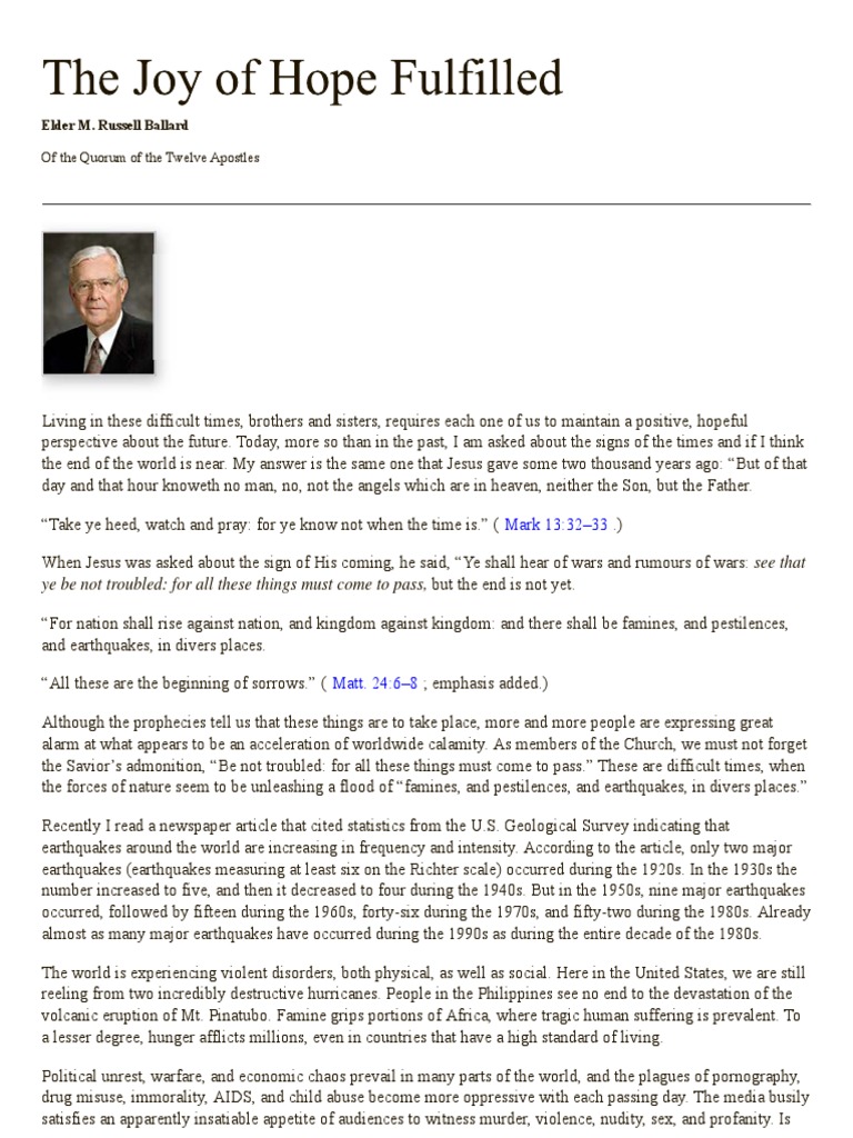 Ballard - The Joy of Hope Fulfilled | PDF | Assurance (Theology) | Faith