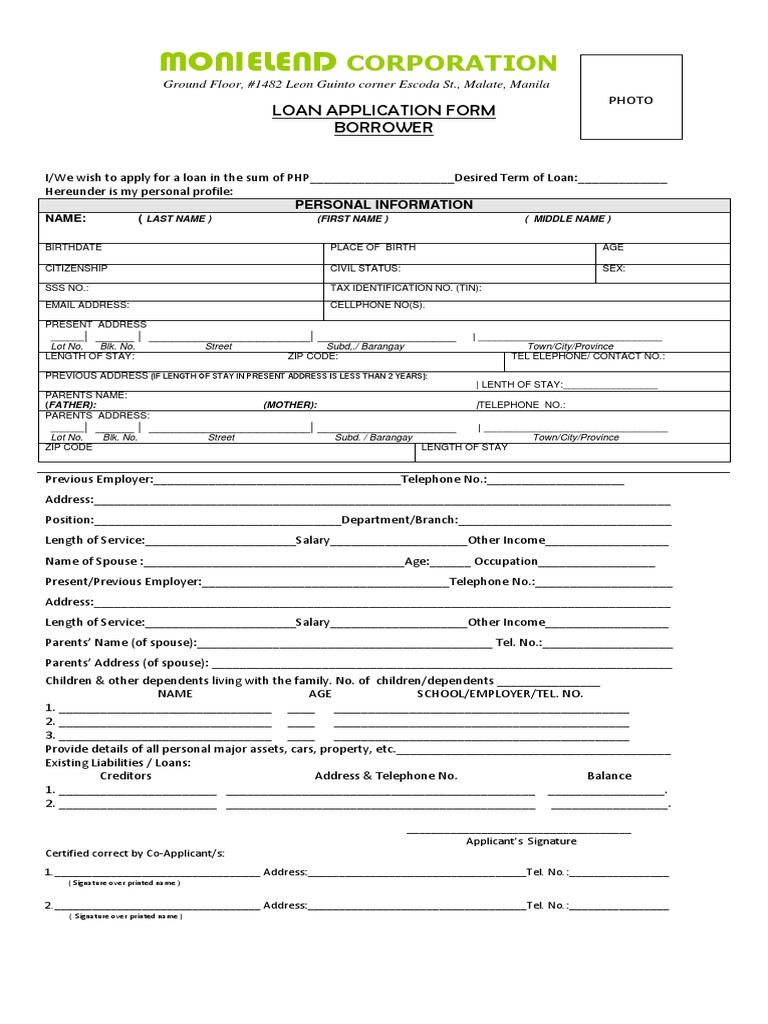 Ofw Application Form | PDF | Loans | Government