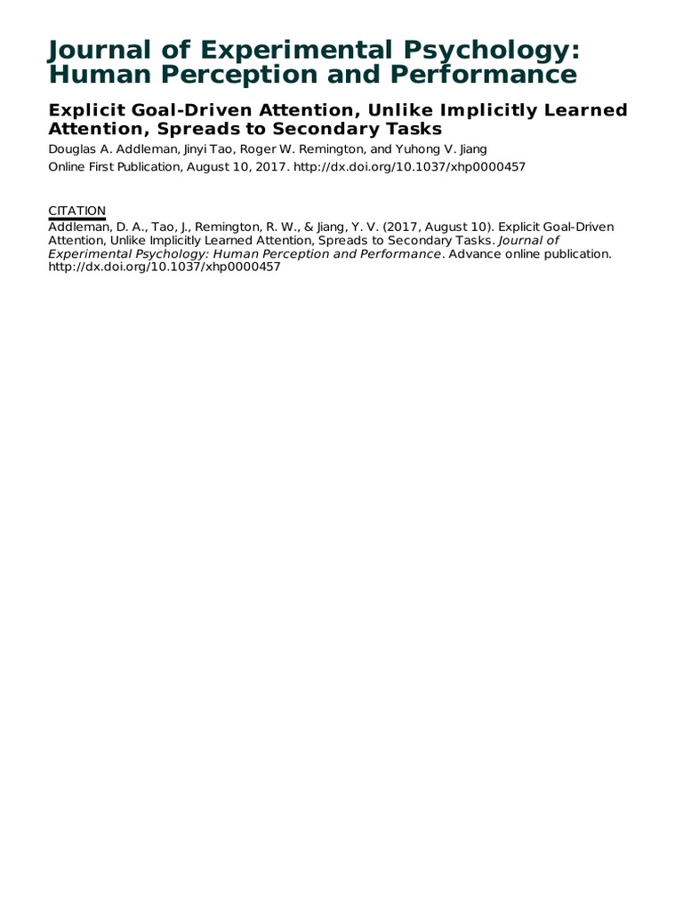 Journal of Experimental Psychology: Human Perception and Performance ...