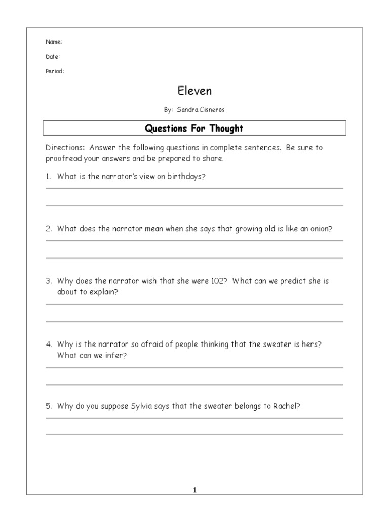 Eleven Worksheet Pdf