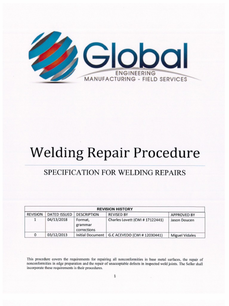 WELD Repair Procedure | PDF