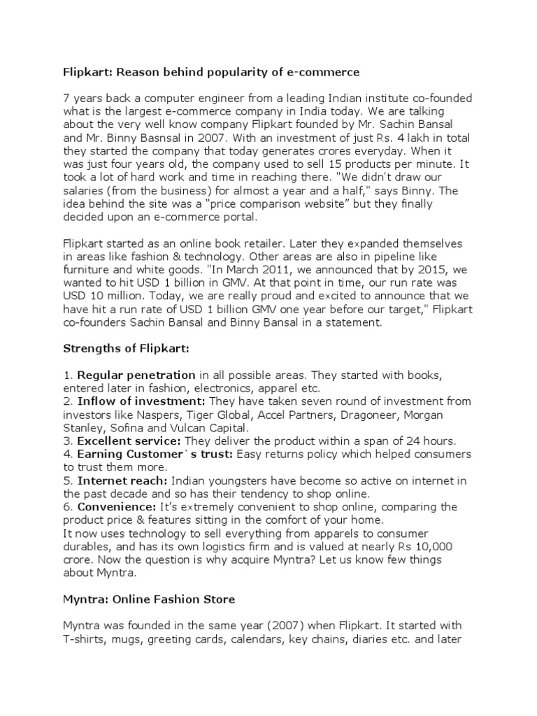 Flipkart Case Study | PDF | Service Industries | Business