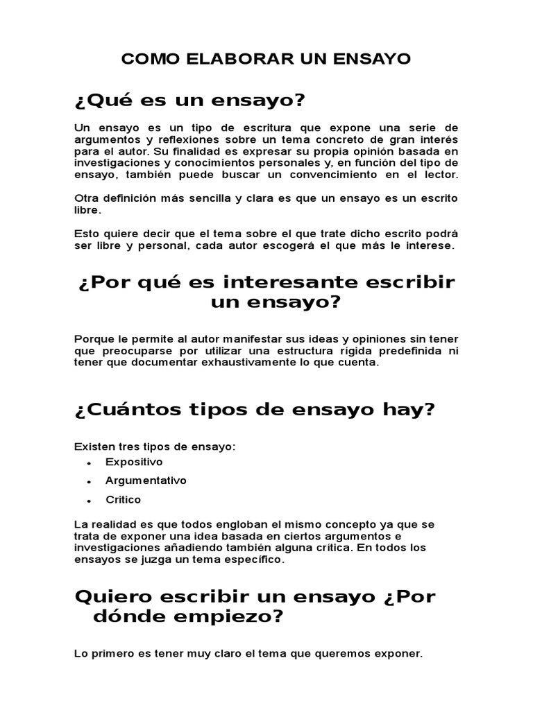 Como Elaborar Un Ensayo | PDF | Ensayos | Certeza