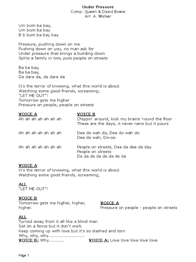 Under Pressure Lyrics PDF | PDF
