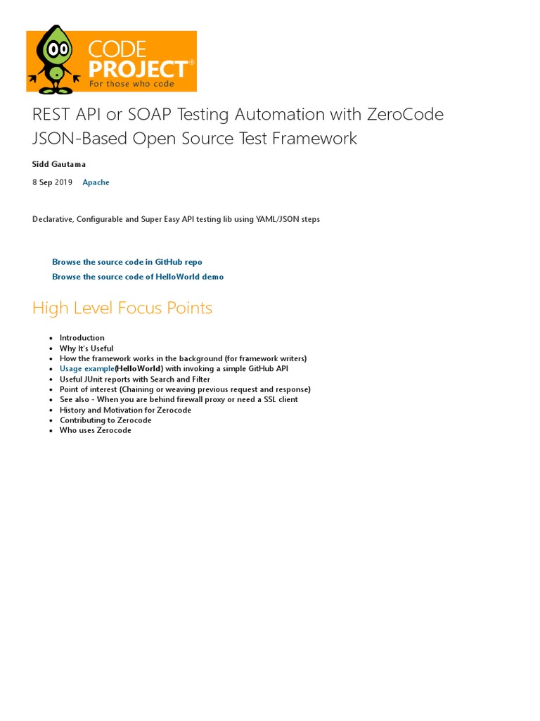 Rest Api Or Soap Testing Automation With Zerocode Json Based Open