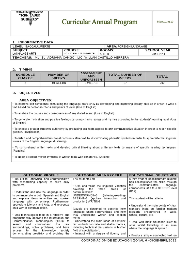 Pca Students | PDF | Vocabulary | Curriculum