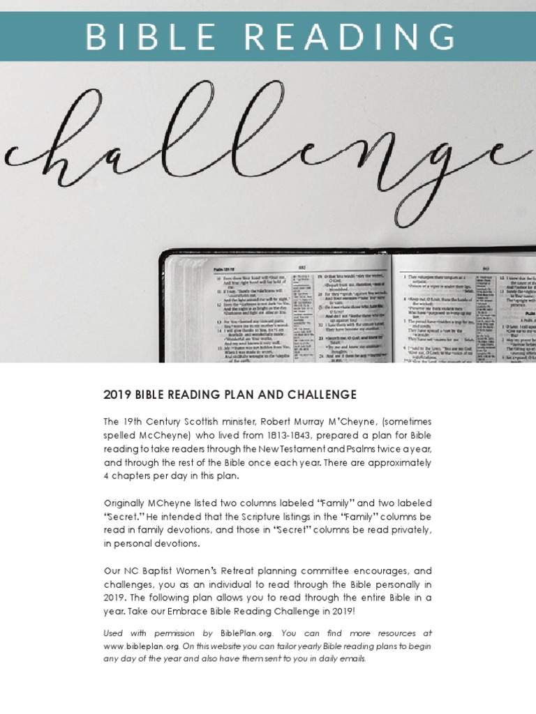 2019 Bible Reading-Challenge Plan PDF | PDF | Ezra | Bible