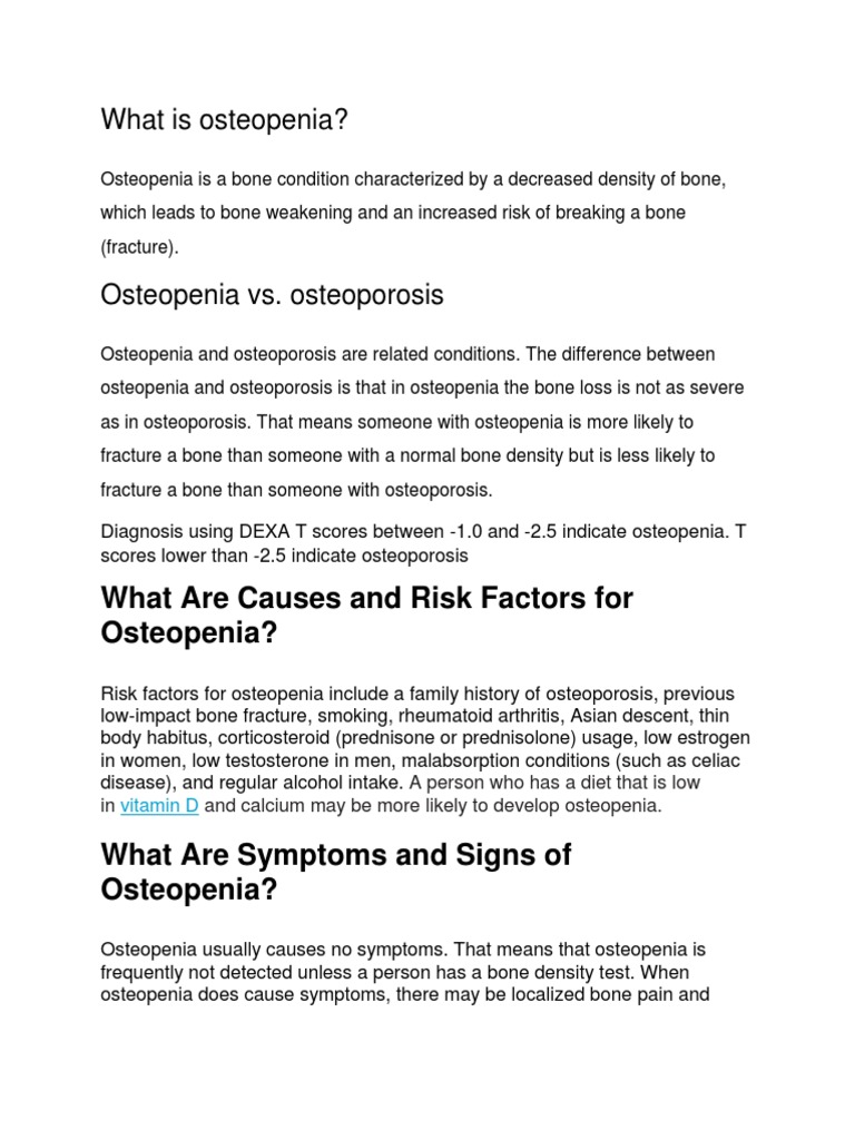 What Is Osteopenia?: What Are Causes and Risk Factors For Osteopenia ...