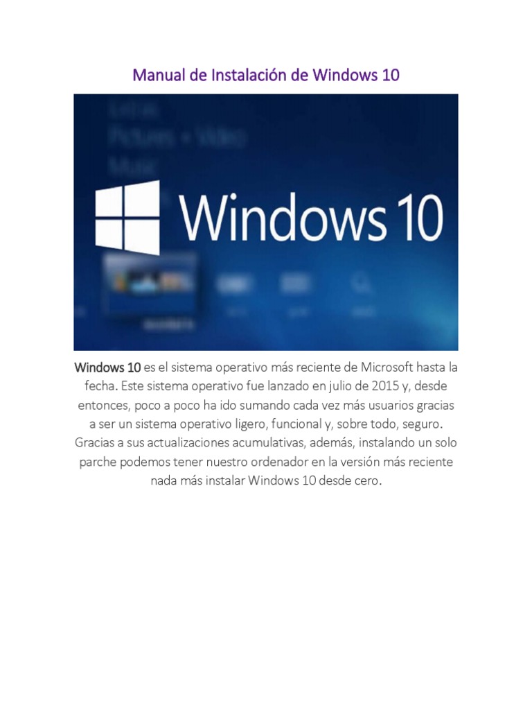 Manual de Instalación de Windows 10 | Windows 10 | Arranque