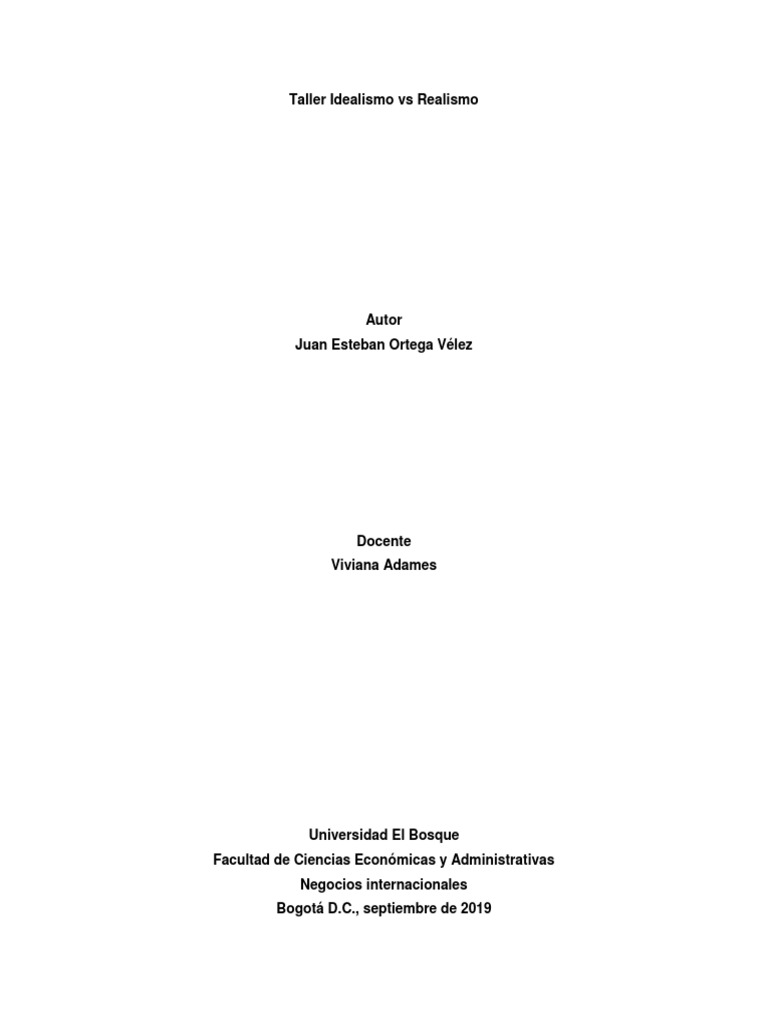 Idealismo-Realismo RRII | PDF | Estado (política) | Colombia