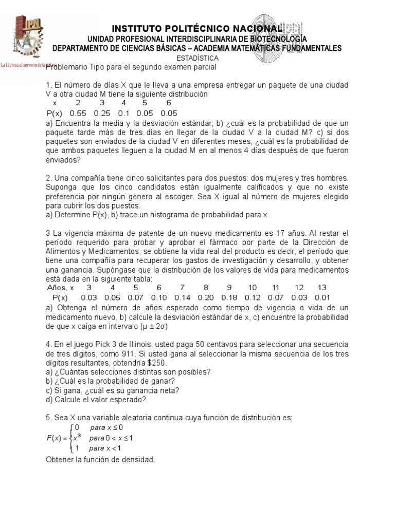 Prob2 Est | PDF | Desviación Estándar | Probabilidad