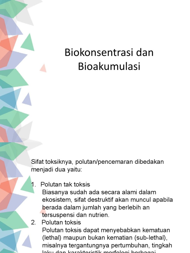 Bioakumulasi dan Biokonsentrasi Polutan Toksik | PDF