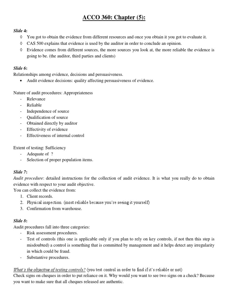 ACCO 360 - Class Notes | PDF | Internal Control | Audit