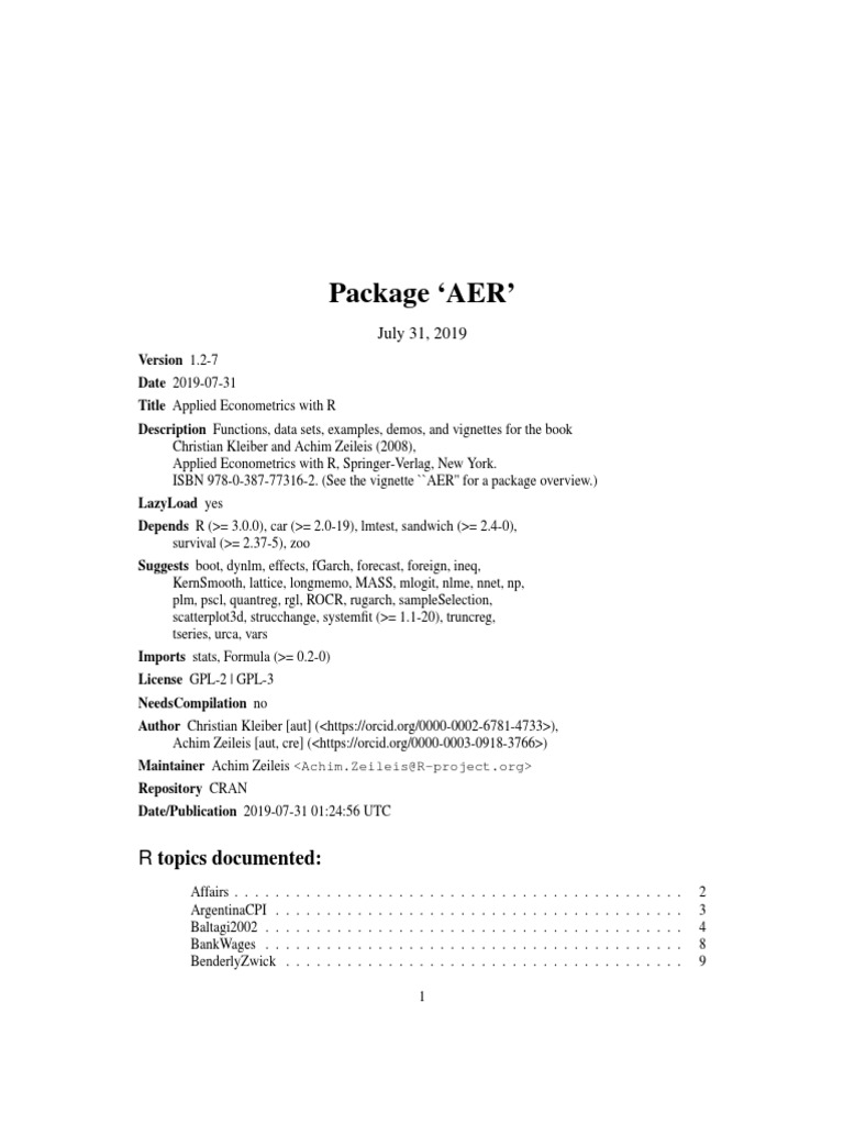 Applied Econometrics R Package | PDF | Time Series | Cigarette