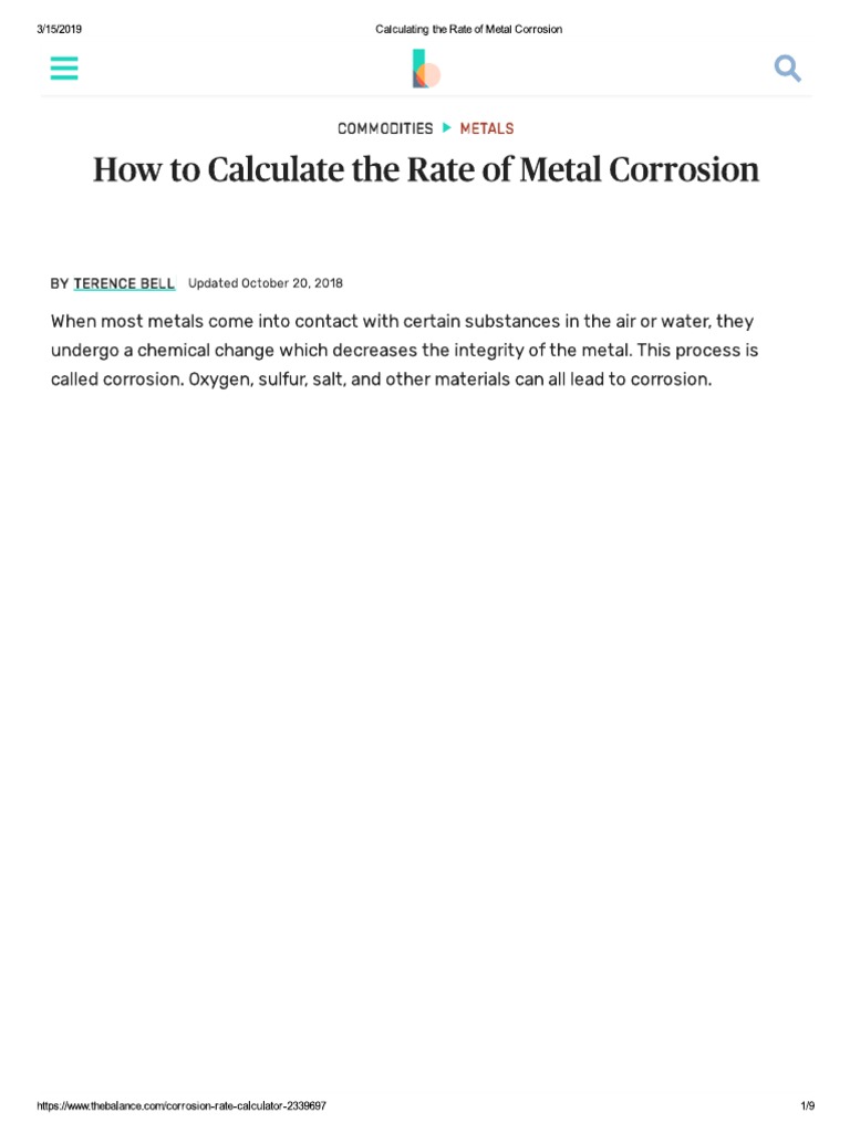 Corrosion Calculation | PDF