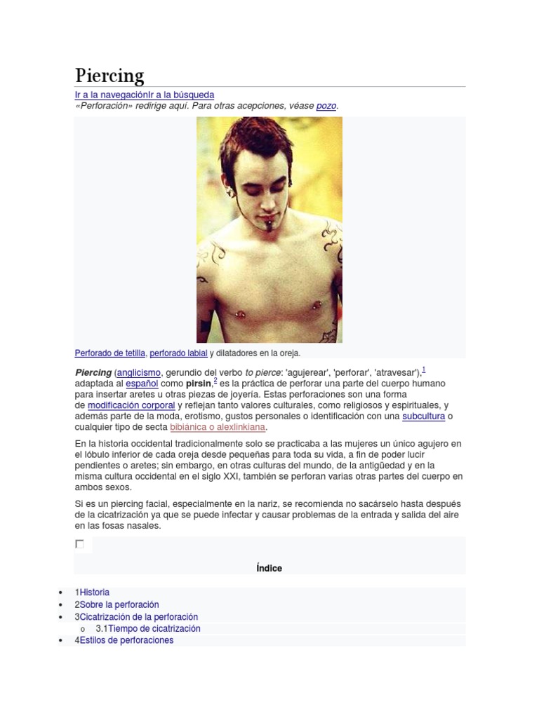 Historia Del Piercing | PDF | Especialidades Medicas | Bienestar