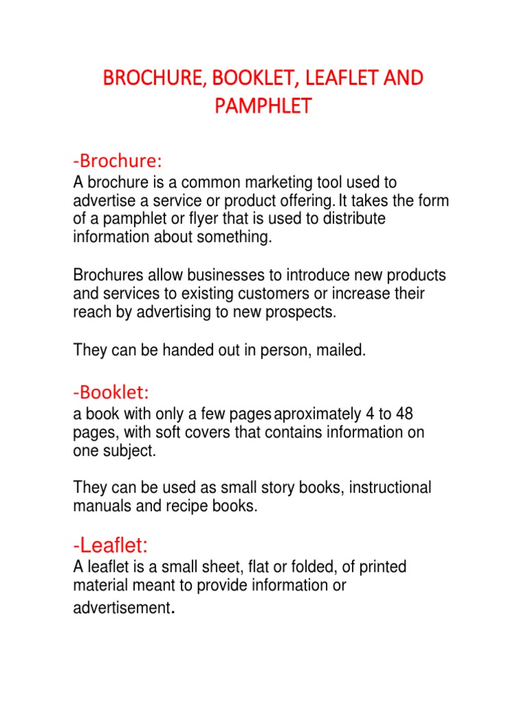 Brochure Booklet, Leaflet and Pamphlet | PDF | Social Science