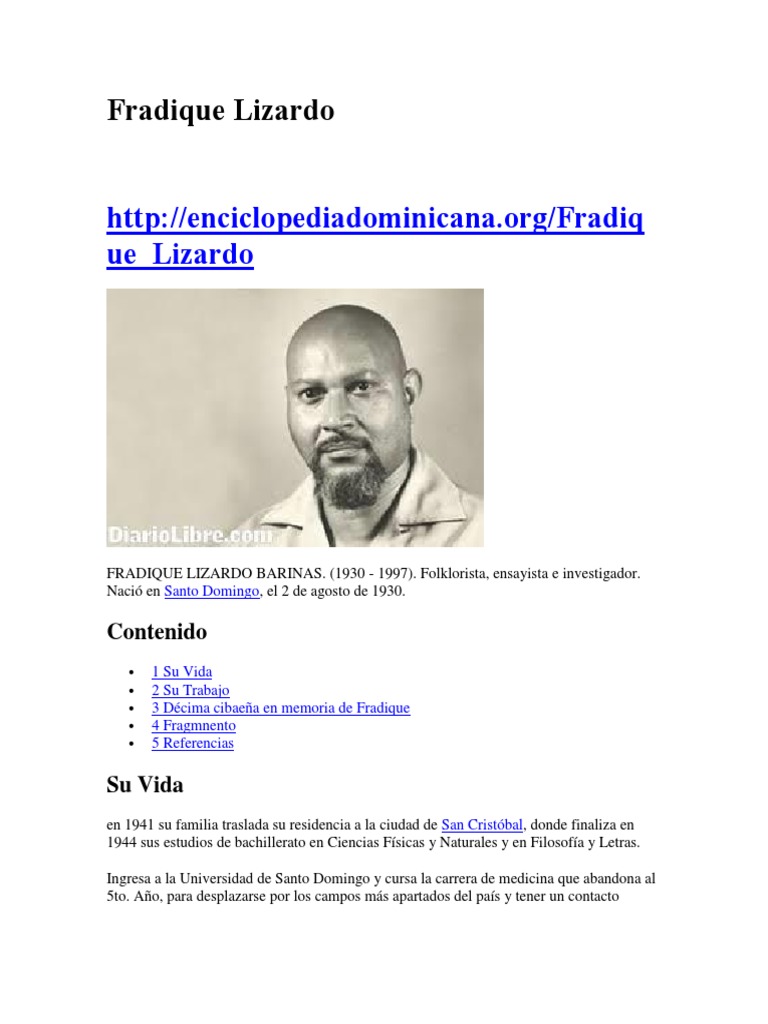 Fradique Lizardo: Folclorista, ensayista e investigador dominicano ...